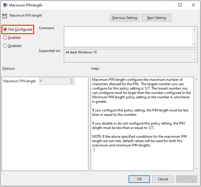 2 Ways to Extend the PIN Length in Windows 10/11