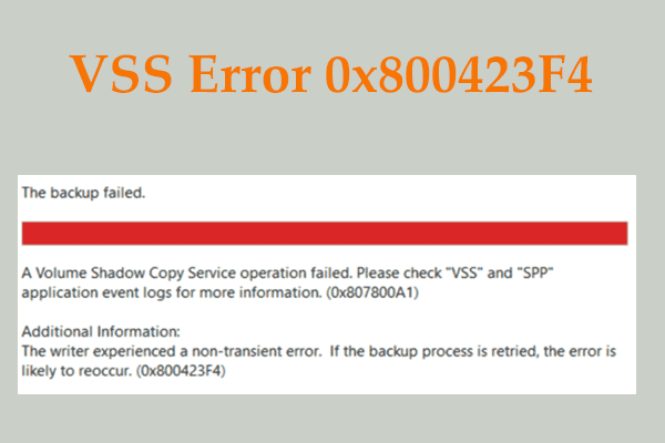 5 Fixes for VSS Error 0x800423F4 When Backup in Win10/11