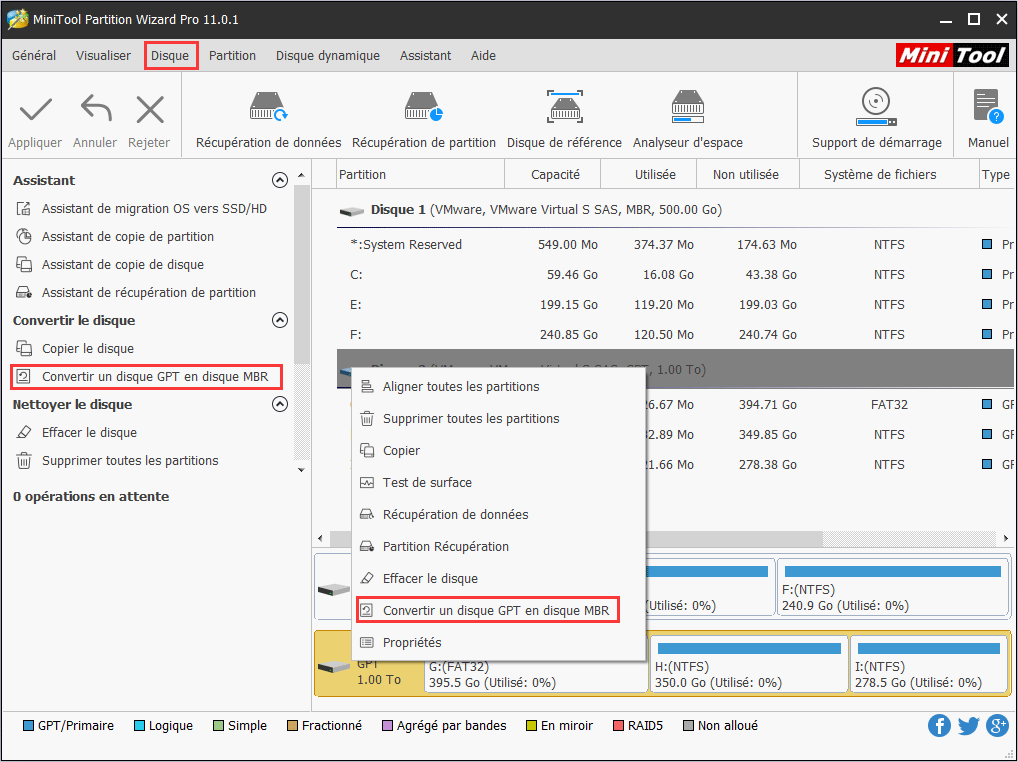 Comment convertir un disque GPT en disque MBR | MiniTool Partition Wizard