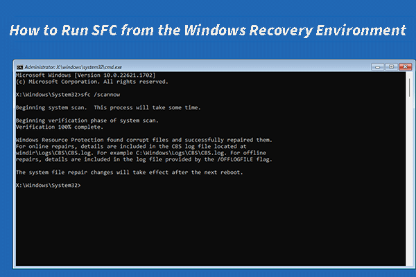 How to Run SFC from the Windows Recovery Environment?