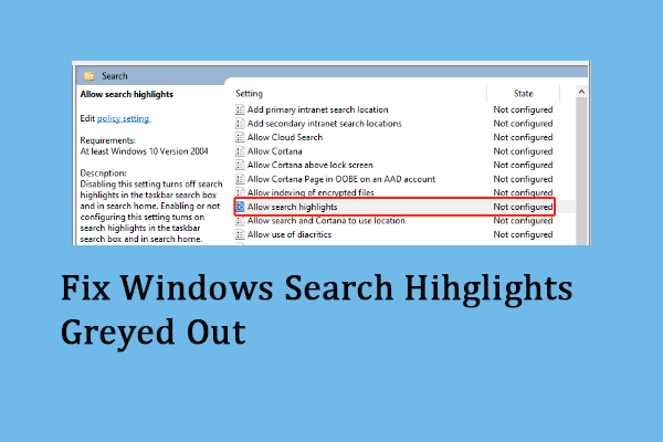 How to Fix Windows Search Highlights Option Is Greyed Out