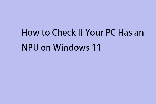 How to Know If Your PC Has an NPU on Windows 11? [4 Ways]