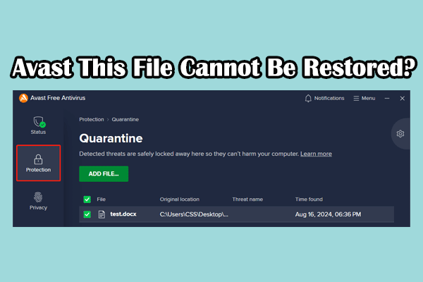 Avast This File Cannot Be Restored Error? 4 Solutions