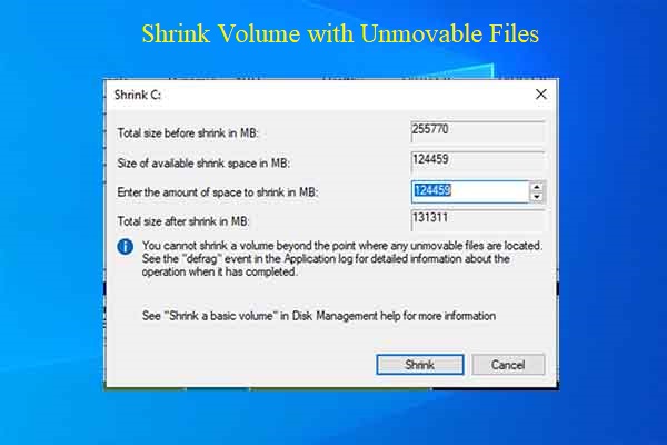Shrink Volume With Unmovable Files On Windows 1011 Guide