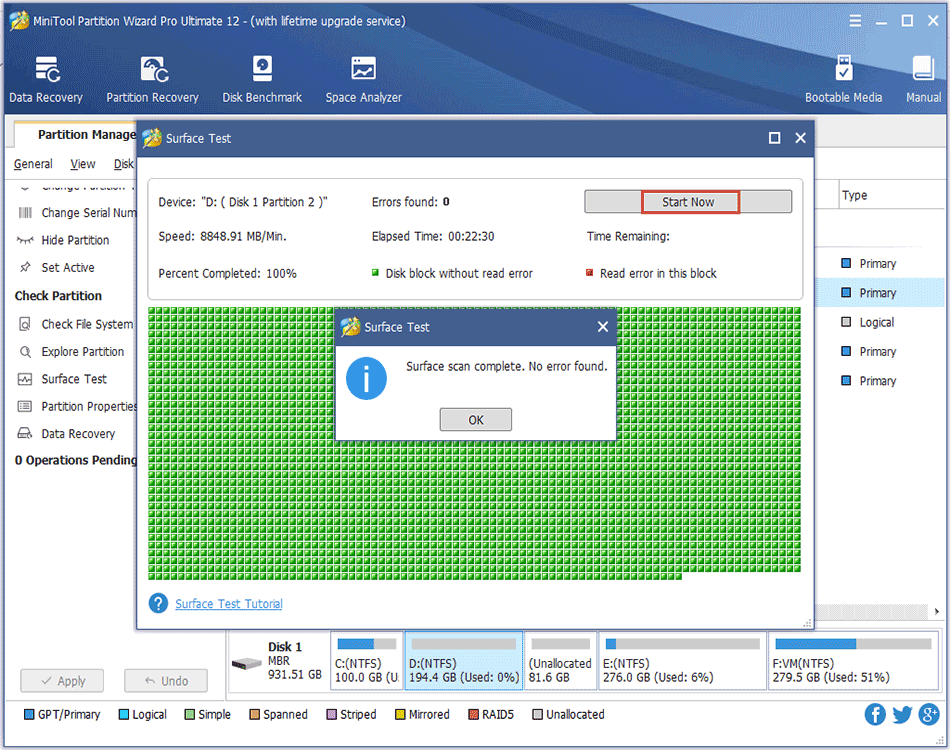 How to Make Partition Surface Test - MiniTool