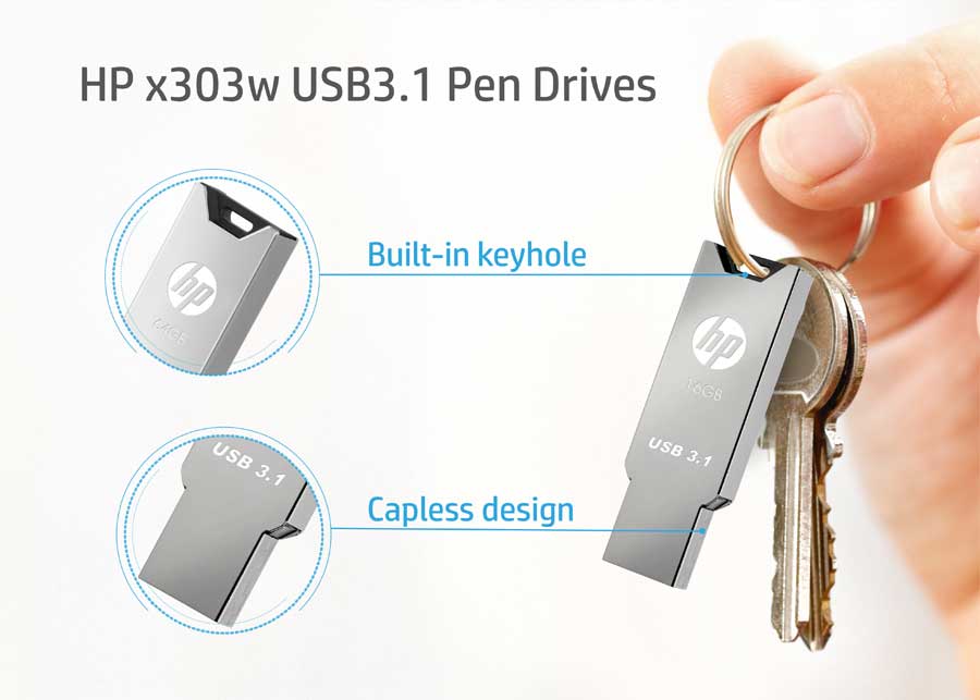 HP x303w USB 3.1 Flash Drive - Offers 10x Transfer Speeds