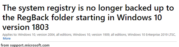 Microsoft Says Windows 10 Registry Backup Doesnt Work Minitool