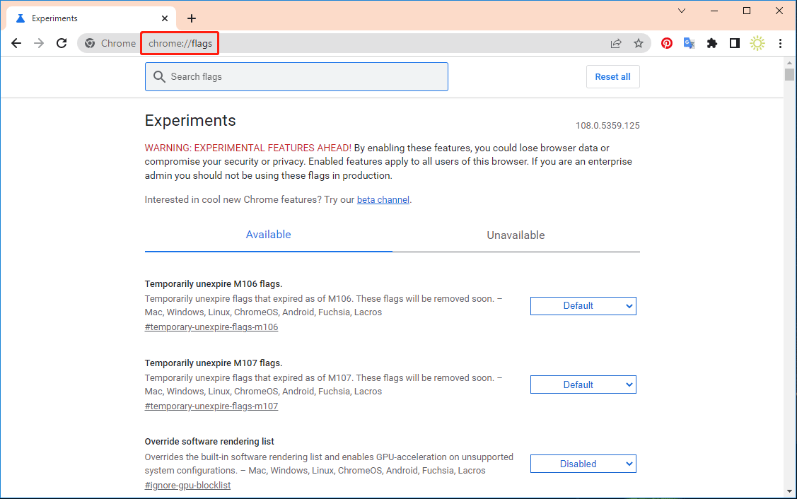 Chrome flags Try Experimental Features Activate Debug Tools MiniTool Chrome flags Try Experimental Features Activate Debug Tools MiniTool