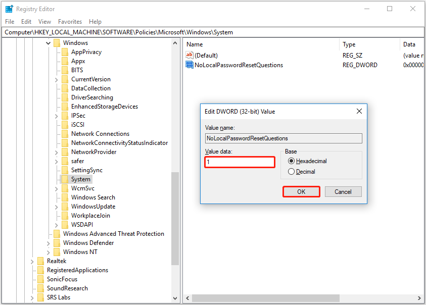 How to Disable Security Questions for Local Accounts Win 10/11 - MiniTool